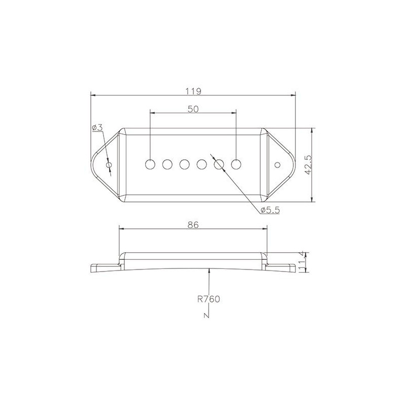 P90 Cover Neck - German Silver / Nickel