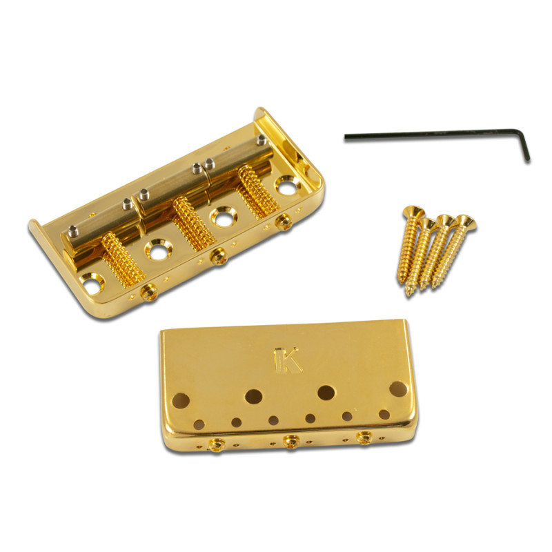 KLUSON® STEEL BRIDGE FOR TELE® (1/2 SIZE) W/BRASS SADDLES GOLD-G